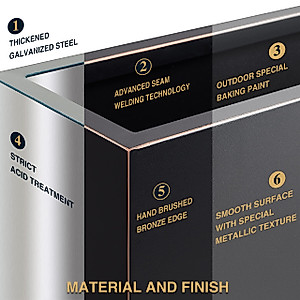 Wallowa Metallic Heavy Planter for Outdoor Plants, 38Lx10Wx30H Inches Tall and Long Metal Divider Planter Box with Hand Brushed Gold Edge for Outside & Indoor, 66 Pounds (Black)