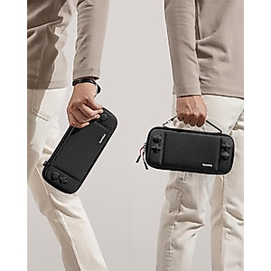 tomtoc Slim Carrying Case for Nintendo Switch / OLED Model, Protective Switch Sleeve with 10 Game Cartridges, Hard Portable Travel Carry Case, with Original Patent and Military Grade Protection, Black