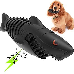Dog Toys, Squeaky Dog Chew Toy - Tough & Durable Natural Rubber Dog Toy & Toothbrush for Pet Dental Care & Healthy Gums