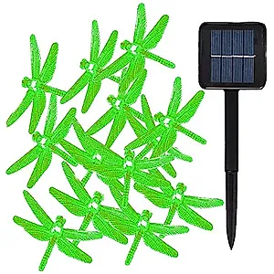 AMZSTAR Solar Powered String Lights Waterproof,19.7ft 8 Modes 30LED Dragonfly Fairy Lights Decorative Lighting for Indoor/Outdoor Home Garden Lawn Fence Patio Party (Green)