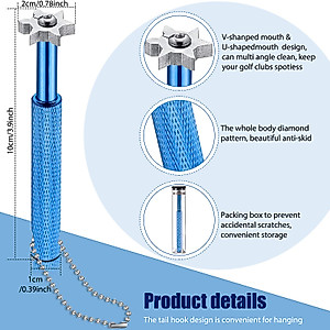 3 Pieces Golf Club Groove Sharpener Retractable Golf Brush and 6-Head Groove Sharpener Re-Grooving Tool and Cleaner for All Golf Irons Pitching, Sand, Lob, Approach Wedges, Utility Clubs (Blue)