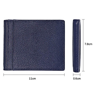 Aucuu Credit Card Wallet, RFID Blocking Bifold Minimalist Slim Pocket Purse, Metal Money Clip Holder (10 Slots, 1 ID Window, Cash Clip) Gift for Men & Women , L2us-2140964, Blue, 11 x 7.8 x 0.6 cm