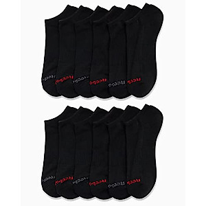 Reebok Men's Athletic No-Show Low Cut Socks with Cushion Comfort (12 Pack), Size 6-12.5, Classic Black