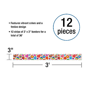Carson Dellosa | Groovy Hearts Bulletin Board Borders | 12 Strips, 36ft
