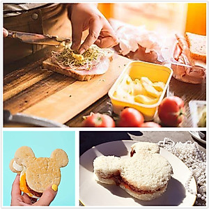 XUNMEINT Minnie mouse Cookie Cutter Set with Storage Box, Mickey, Minnie, Glove, Donald, Winnie the Pooh, Kitty Cat, Bow shapes Sandwich Cutters,8 Pcs Fondant Cutter for Kids