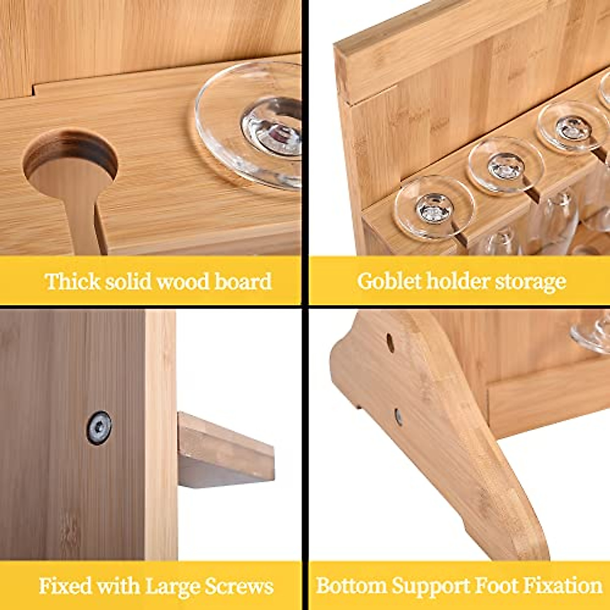 ikare Champagne Wall Holder for Party, 3-Tier Wooden Champagne Glass Flute Holder Wall Stand Rack, Wine Glass Holder Rack Floor Standing, 18 Glass Drinks Shelf, Champagne Tower Stand Wine Rack Display