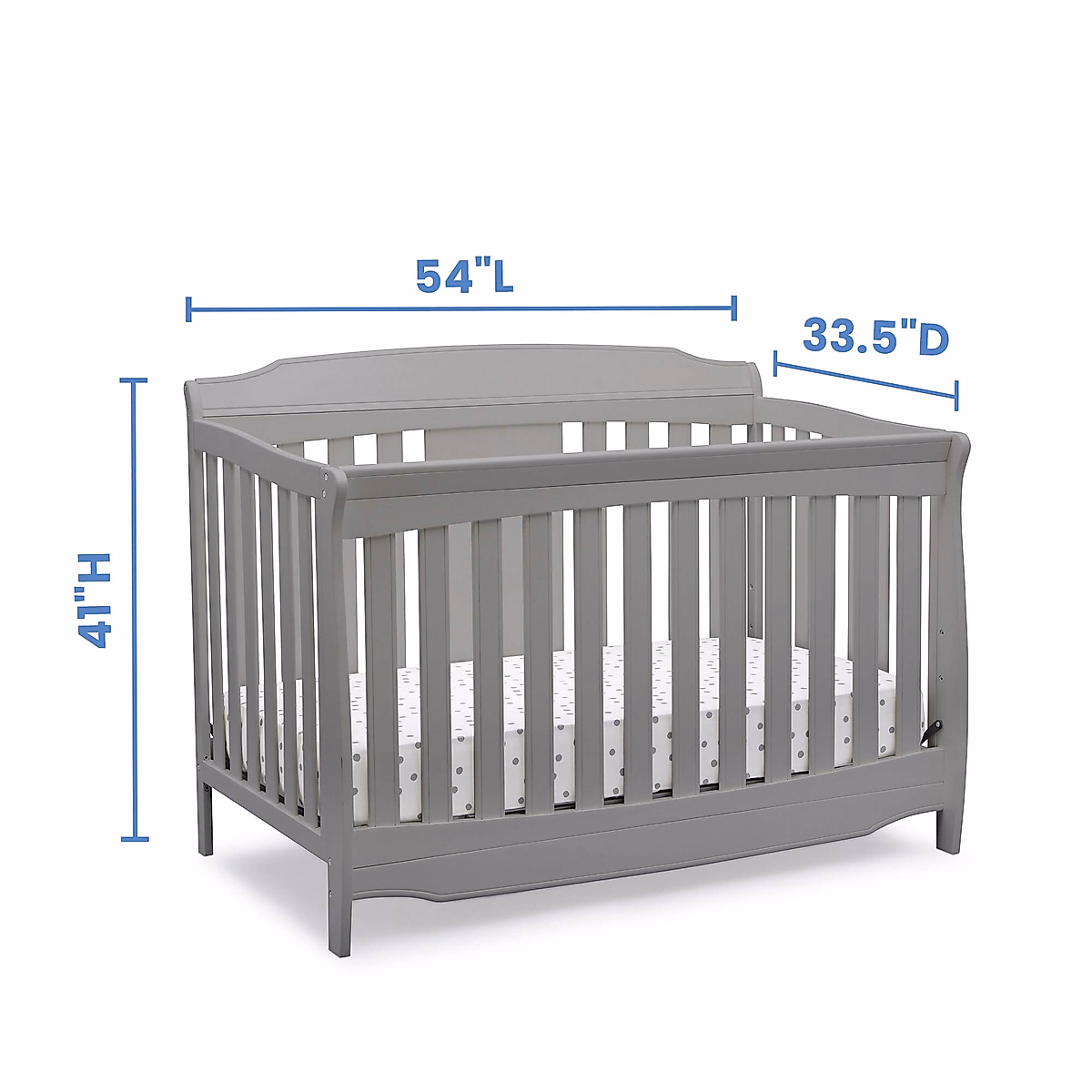 Delta Children Westminster 6-in-1 Convertible Baby Crib, Grey + Serta Perfect Slumber Dual Sided Recycled Fiber Core Crib and Toddler Mattress (Bundle)
