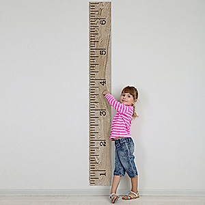 Vinyl Growth Chart | Single Transfer for Easy Application | Kids DIY Height Wall Ruler Kit | Large Measuring Tape Sticker Number Decal Wood Measure Chart Wooden Board Children Decor Growing Baby Room
