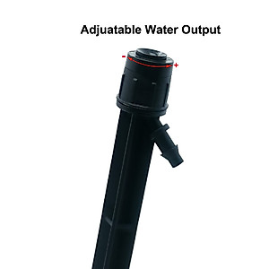 PheiLa 50 Pcs Drip Emitters with Stake Water Flow Adjustable for 1/4 Inch Irrigation Tube Hose, 360 Degree Sprayer Irrigation Drippers Watering Stake for Garden Patio Lawn Flower Bed - Black