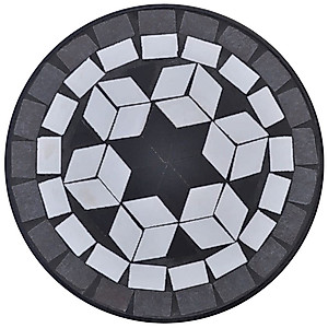 CHARMMA Mosaic Side Table Plant Table Black White-4KG