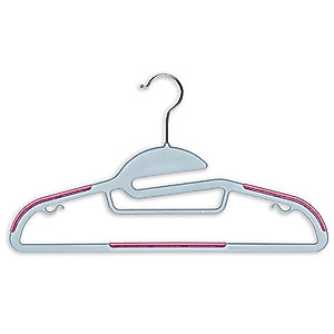 BriaUSA Dry Wet Clothes Hangers Amphibious Pink with Non-Slip Shoulder Design, Steel Swivel Hooks – Set of 10