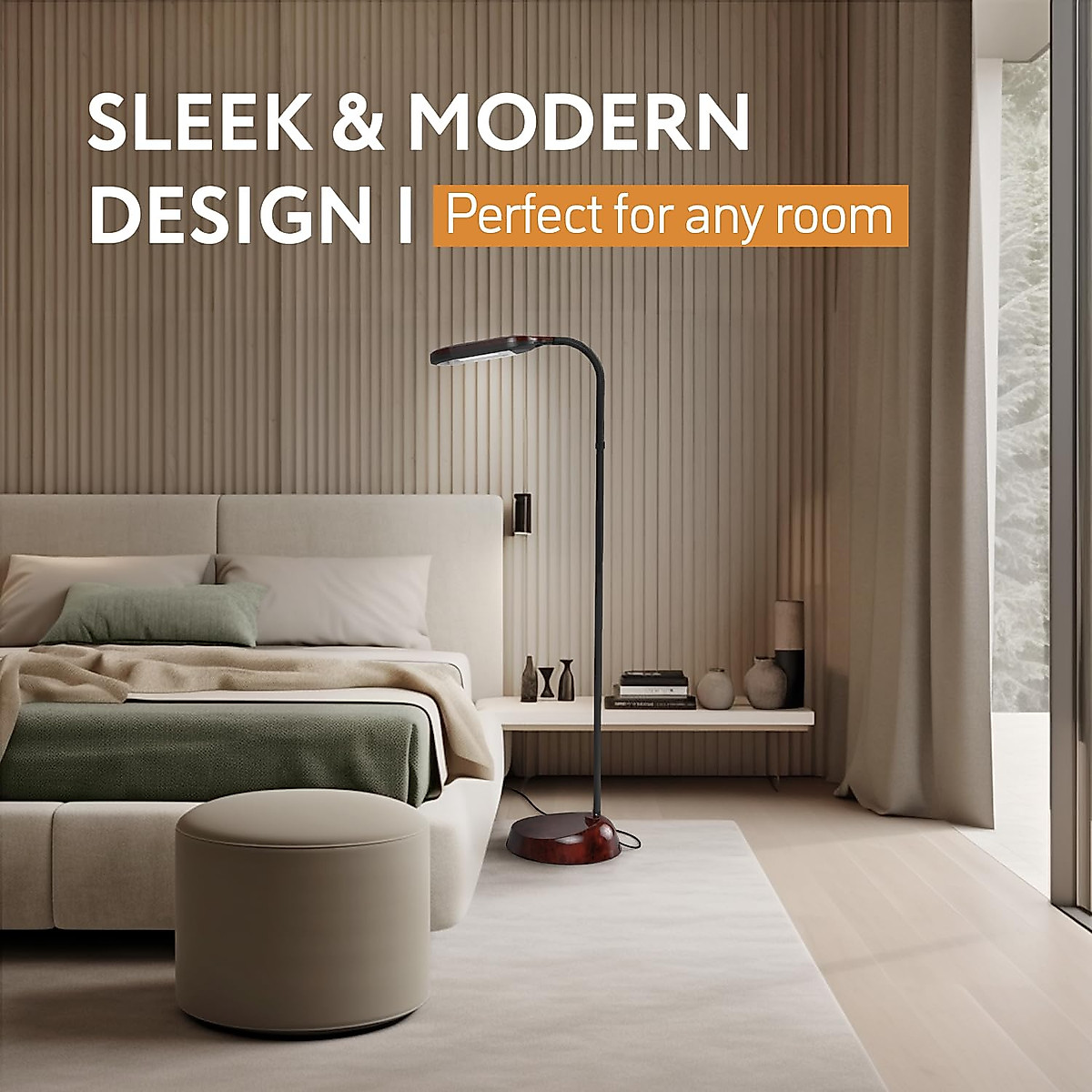 Natural Daylight Floor Lamp - Craft Light Floor Standing for Reading, Crafting, Sewing - 27W Full Spectrum White Bright Sunlight - Adjustable Gooseneck - Task Lamps for Living Room, Bedroom, Office