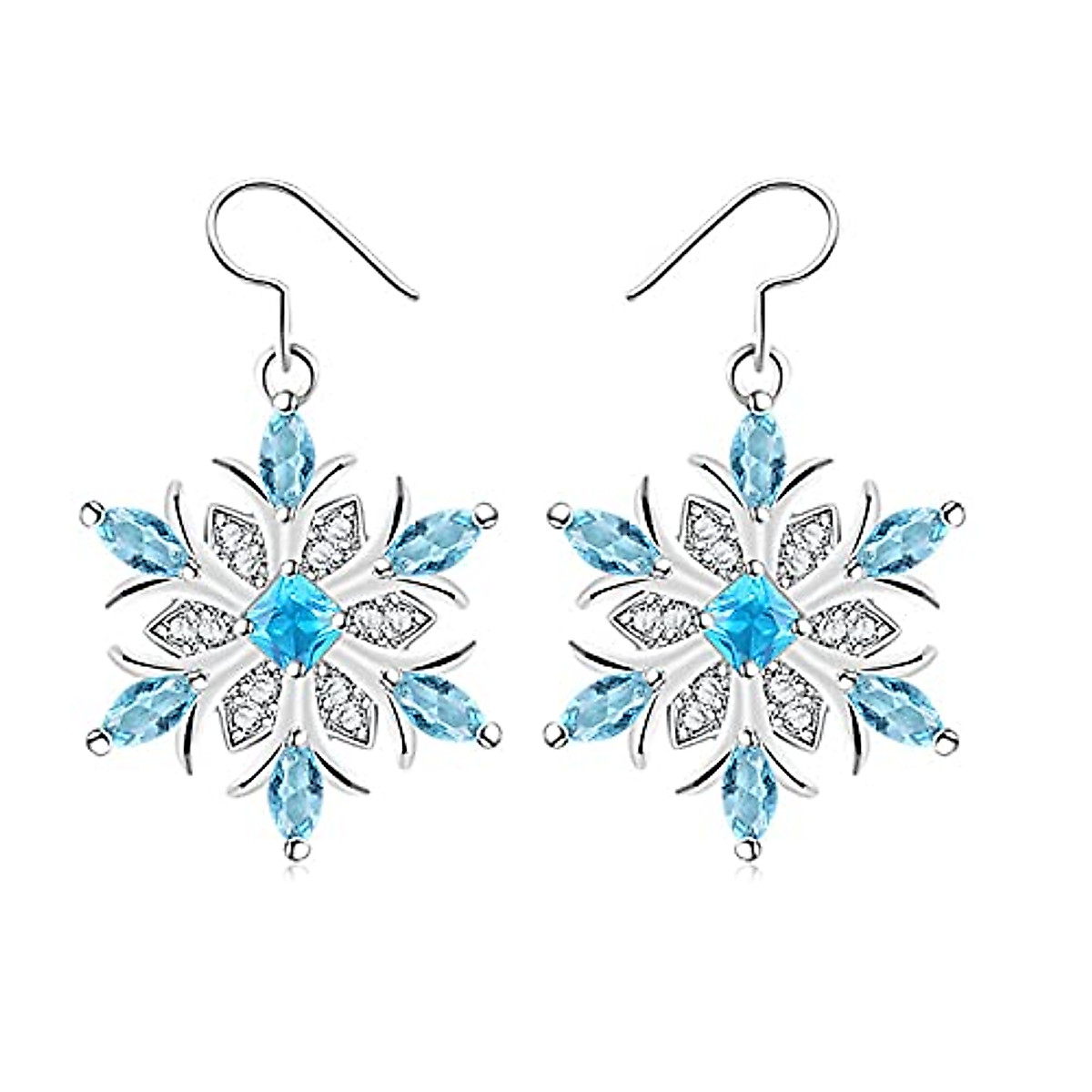 Drop Earrings Eardrop Crystal for Women Snowflake Gemst1s Flower Earring Dangler Earings Studs for Women (Blue, 1 Size)