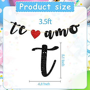 Halodete Te Amo Banner, Spanish Theme I Love You Banner, Bridal Shower, Wedding Party Garland Bunting Decorations - Black Glitter