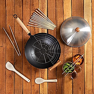 Joyce Chen 22-9938, Pro Chef 14 Inch 10 Piece Excalibur Non-Stick Wok Set