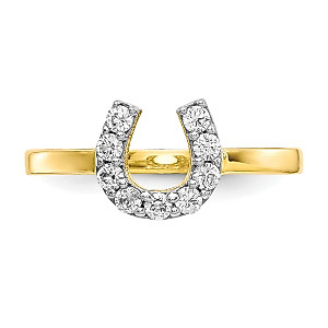 IceCarats 10K Yellow Gold Cubic Zirconia CZ Lucky Horseshoe Ring Animal Lover Equestrian Band Size 6