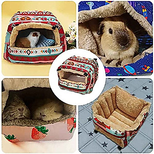 RIOUSSI Guinea Pig Bed Warm House Hideout for Hedgehogs Dwarf Rabbits Bunnies Squirrels Chinchillas and Other Small Animals Without Bottom. L, Ethnic Without Bottom.