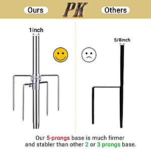 Ground Flag Poles for Outside House - 1" Tangle Free Flag Pole for House with 5 Prong - 9ft Yard Flag Stand for Outdoor,Wind Resistant & Rustproof - Silver