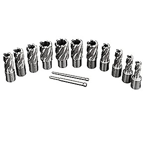 M2AL HSS Annular Cutter Set 13pcs LYXC 3/4'' Weldon Shank 1'' Cutting Depth 7/16'' to 1-1/16'' Cutting Diameter with 2pc Pilot Pins for Mag Drill Press