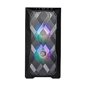 Cooler Master TD300 Mesh White Micro-ATX Tower with Polygonal Mesh Front ana Removable Top Panel, ARGB/PWM Hub Tempered Glass, Dual Sickleflow PWM ARGB Lighting Fans