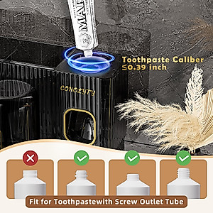 COHOLYTY Wall Mounted Toothbrush Holders with Toothpaste Dispenser,Bathroom Toothbrush Holder Set,2 Cups,6 Brush Slots,2 Cosmetic Organisers (Black, 2CUP)