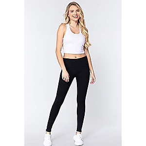 Khanomak Women's Waist Banded| Fold Over Waist & Fitted Long True Navy Yoga Pants Large