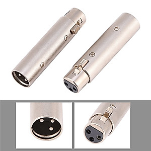 Zerone 2Pcs 3-Pin XLR Male to Female Socket Connector Audio Microphone Mic Extension Adapter Gender Changer Coupler