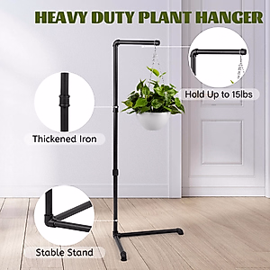 Zononoca Plant Hanger for Indoor - Corner Hanging Plant Stand, Black Metal Hanging Plant Holder for Indoor Plants, Hanging Planter for Living Room,Balcony,Garden (Pot & Plant Not Included)