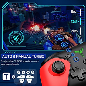 ELISWEEN Wireless Switch Controller for Switch Controller/Lite/OLED, Switch Controller Joysticks Work with iOS/Android/PC-Switch Pro TURBO Controller with Wake-up Programmable (Upgraded Vision)