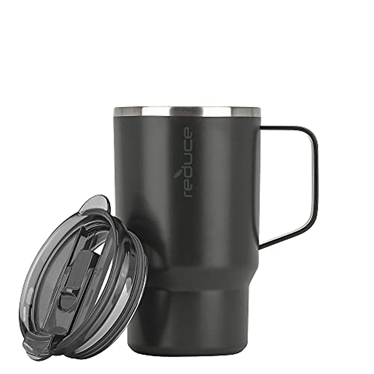 REDUCE Travel Coffee Mug, 18 oz - Insulated Mug for Hot Tea, Coffee and Other Hot Drinks - With Flo-Motion Lid and Handle - Single-Serve and Cupholder Friendly - Stone