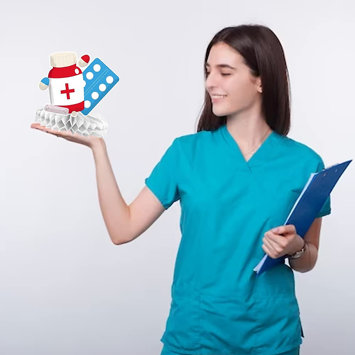 Estivaux 9 PCS Nurse Honeycomb Centerpieces Nurses Appreciation Week Honeycomb Table Centerpiece Nurse Day Table Toppers for Nurses Graduation Party Decorations 2024 Grad Party Favor Supplies