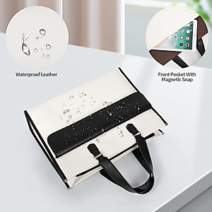 Laptop Bag for Women, Laptop Tote Bag 17 Inch, Waterproof Leather Computer Tote Bag with USB Charging Port, Women Briefcase Business Office Work, Large Capacity Handbag Shoulder Bag White