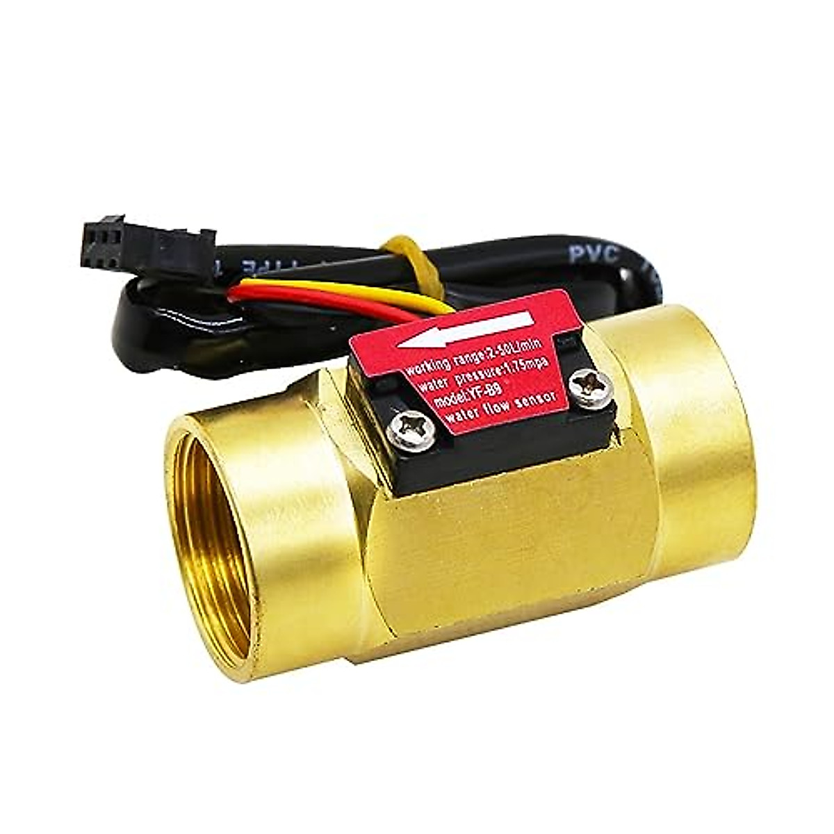GREDIA G3/4"" Female Thread Brass Water Flow Sensor Switch Hall Effect Liquid Flowmeter Fluidmeter Counter BSP 2-50L/Min（58mm in Total Length）