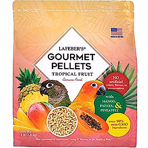 LAFEBER'S Tropical Fruit Gourmet Pellets Pet Bird Food, No Added Sugar, Made with Non-GMO and Human-Grade Ingredients, for Conures, 4 lb
