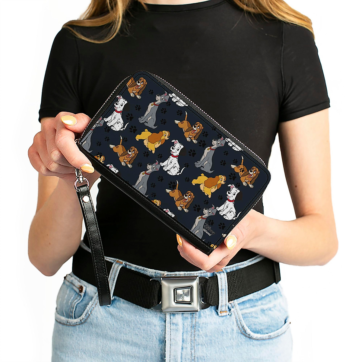 Buckle-Down Women's PU Zip Around Wallet Rectangle-Disney Dogs Collection, 7.5"x4.5"