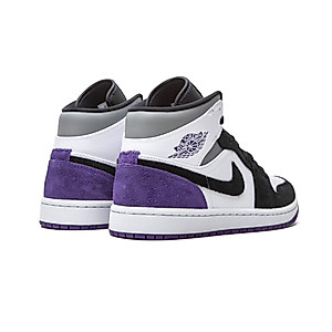 Nike Men's Air Jordan 1 Mid Se Court Purple Suede, White/Court Purple/Black, 7.5