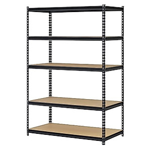 Edsal URWM184872BK Black Steel Storage Rack, 5 Adjustable Shelves, 4000 lb. Capacity, 72" Height x 48" Width x 18" Depth