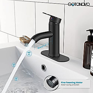 Matte Black Stainless Steel 304 Bathroom Faucet Farmhouse Single Handle Lavatory Basin Vanity Sink Faucet with Supply Line