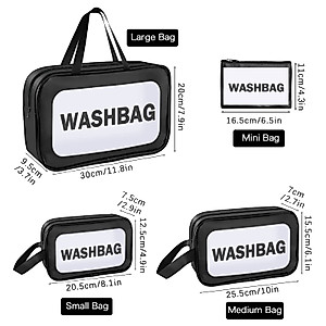 Hysagtek 4 Pcs Waterproof Toiletry Bag Set for Women Men, Clear Makeup Bags with Zipper, Cosmetic Travel Bags for Toiletries, Skincare Products, Travel Accessories