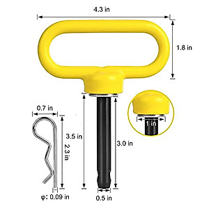 Comonc Magnetic Trailer Hitch Pin 1/2 Inch with Cotter Pin, 1500 Lbs Trailer Pin, Stainless Steel Heavy Duty Lawn Mower Hitch for Lawn Sweeper, ATV, Garden Tractor