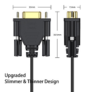 DteeDck VGA Cable 3FT, VGA to VGA Monitor (Ultra Thin Cable) Male to Male 15 Pin Full HD 1080P@60Hz Black Cord