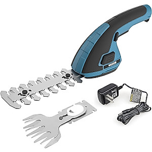 WESCO 7.2V Grass Shears Hedge Trimmer, 2-in-1 Handheld Shrub Trimmer with Rechargeable Lithium-ion Battery and Charger