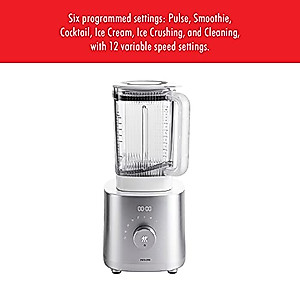 ZWILLING Enfinigy Power Blender, Piranha Teeth Winglet Blade for Ultimate Blending, 6 programs for Ice cream, Smoothies and more, 64oz pitcher, 12 speed, Silver