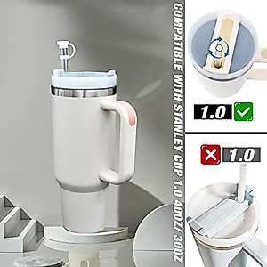2 Pack Replacement Lid Fit Stanley 40 Oz Tumbler With Handle,Tumbler Lids For Stanley Cup 2.0 Version Stanley Quencher,Cup Accessories Including Straw Cover Cap,leak Stopper And Lid Spill Plug, White