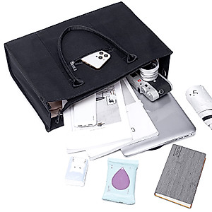 Laptop Tote Bag for Women Work Shoulder Bags 15.6 inch Canvas Laptop Computer Purse Messenger Teacher Handbag Business Office Briefcase(Leopard print)