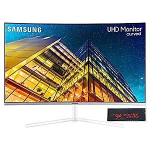 SAMSUNG UR59 Series 32-Inch 4K UHD (3840x2160) Computer Monitor, Curved, HDMI, Display Port, 3-Sided Border-Less, Eye Saver Mode (LU32R591CWNXZA) + Wacky Jacky Cleaning Cloth