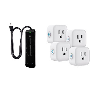 UltraPro 7-Outlet Wi-Fi Surge Protector, Smart Power Strip, 3 Ft Cord, 3 Group Controlled Outlets, Works with Amazon Alexa & Google Home, 1440 Joules, Black, 55144