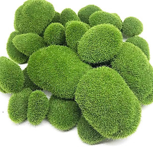 Boagkaah 36 Pieces 3 Size Artificial Moss Rocks Decorative, Green Moss Balls for Floral Arrangements Gardens and Crafting