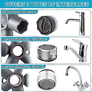 Enhon 10 in 1 Faucet Aerator Removal Tool Faucet Aerator Key for Hidden Threaded Aerator/Aerator with Housing (Cut Edge&Round) Aerator Tool with Size M16.5/M18.5/M21.5/M22/M24/M28 Aeration Tool