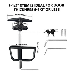 Shed Door Latch T-Handle Lock Kit with 5 Keys,BTEOBFY 5-1/2" Stem Storage Barn Shed Door Hardware Lock Set for Playhouses, Chicken Coops,Camper (Black)